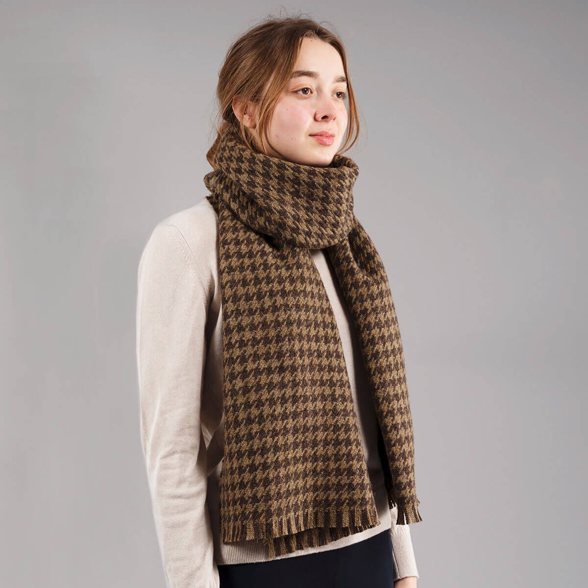 Fearne British Wool Stole - Corrie Taupe & The Longship