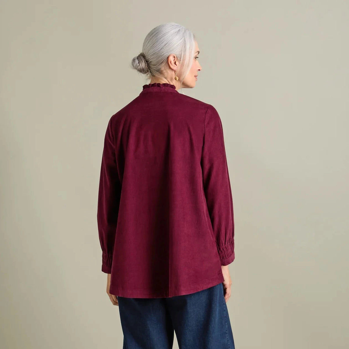 Cotton Pinwale Cord Shirt - Aubergine & The Longship