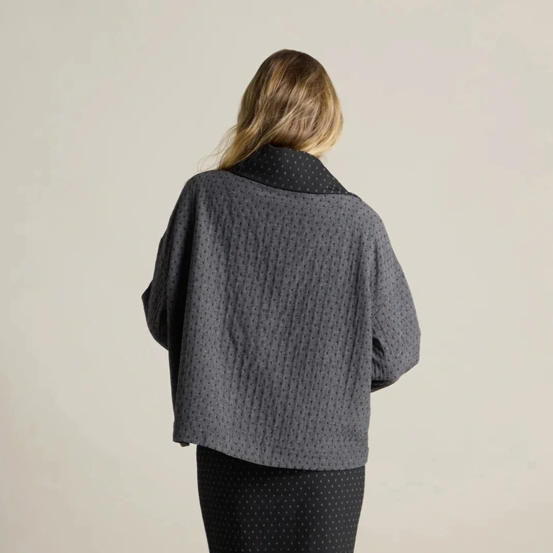 Square Double Faced Jacquard Jacket- Black / Grey & The Longship